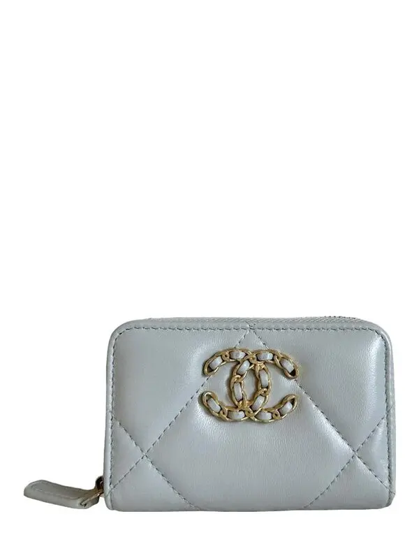 Chanel 19 Zipped Coin Purse - Light Grey (ap0949)