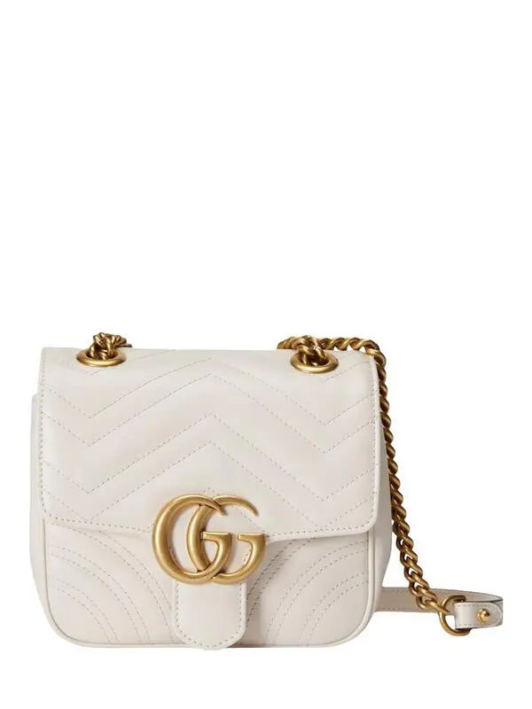 Gucci Gg Marmont Mini Shoulder Bag Matelassé Chevron - White