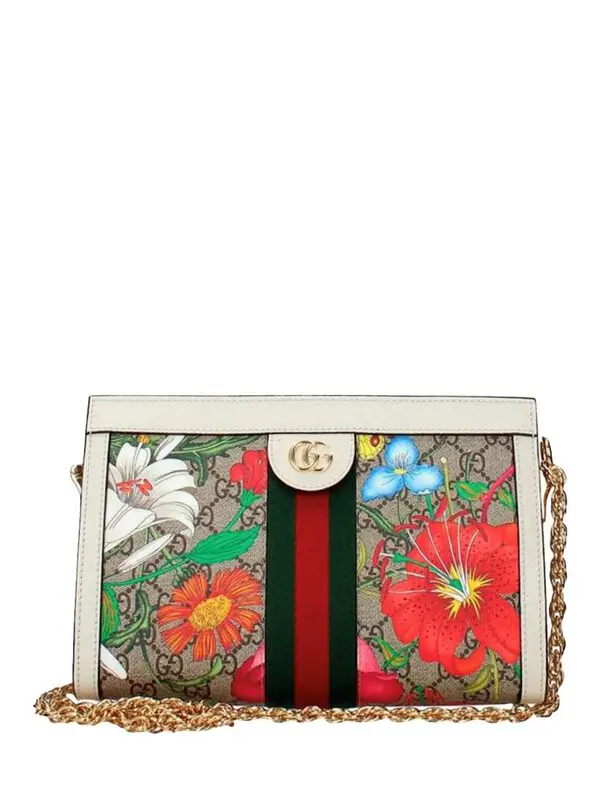 Gucci Ophidia Gg Flora Shoulder Bag - Ivory