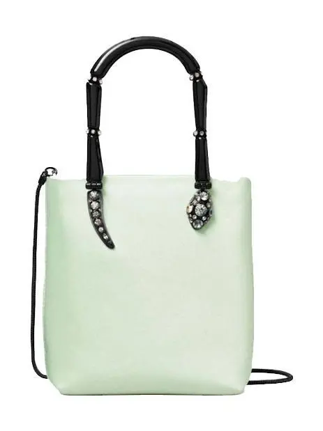 Tory Burch Key Item Satin Mini Tote Bag - Mint