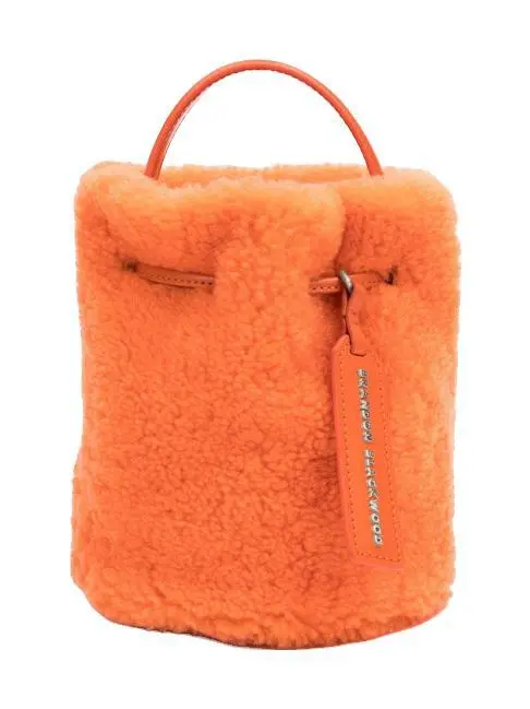 BRANDON BLACKWOOD Kamal Bucket Bag Shearling - Burnt Orange