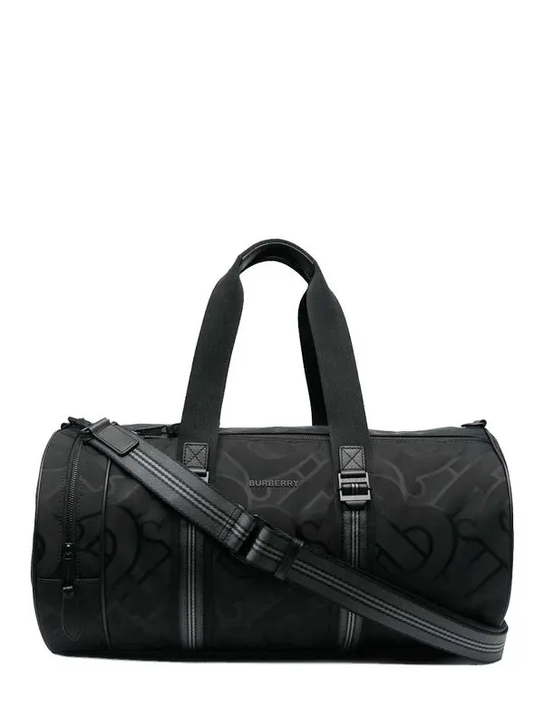 Burberry Monogram Jacquard Medium Barrel Bag - Black
