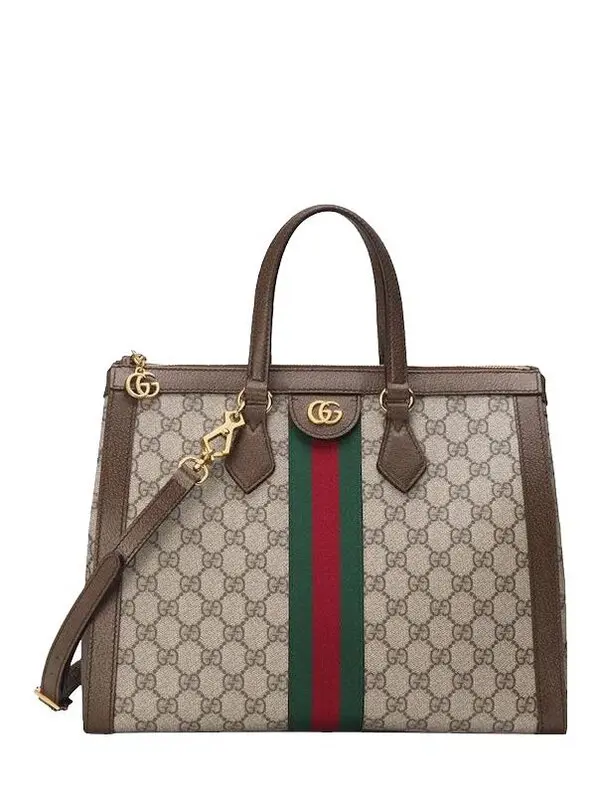 Gucci Ophidia Gg Top Handle Medium Bag - Beige/ebony