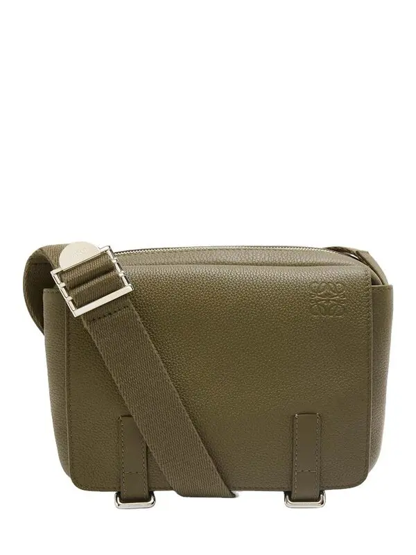 Loewe Military Messenger Bag In Soft Grained Calfskin - Military Green
