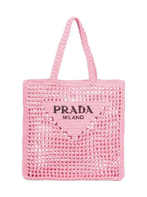 Prada Raffia Tote Bag - Petal Pink