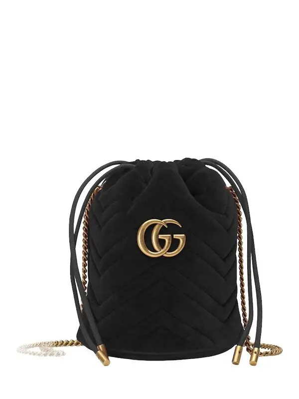 Gucci Gg Marmont Velvet Mini Bucket Bag - Black