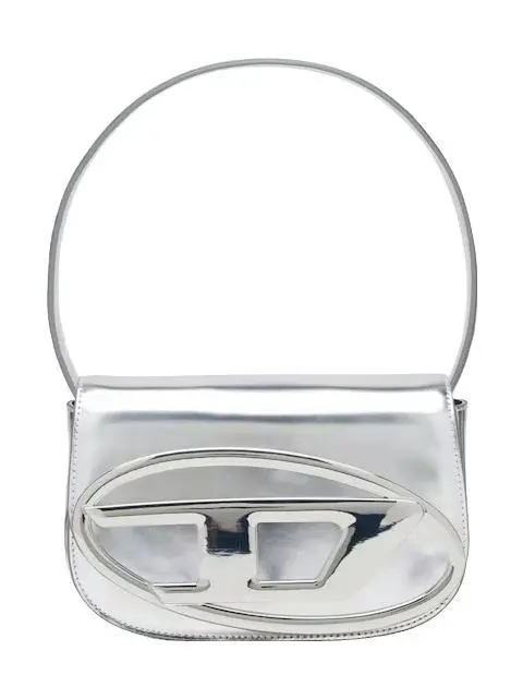 DIESEL 1dr Shoulder Bag Mirrored Leather - Silver