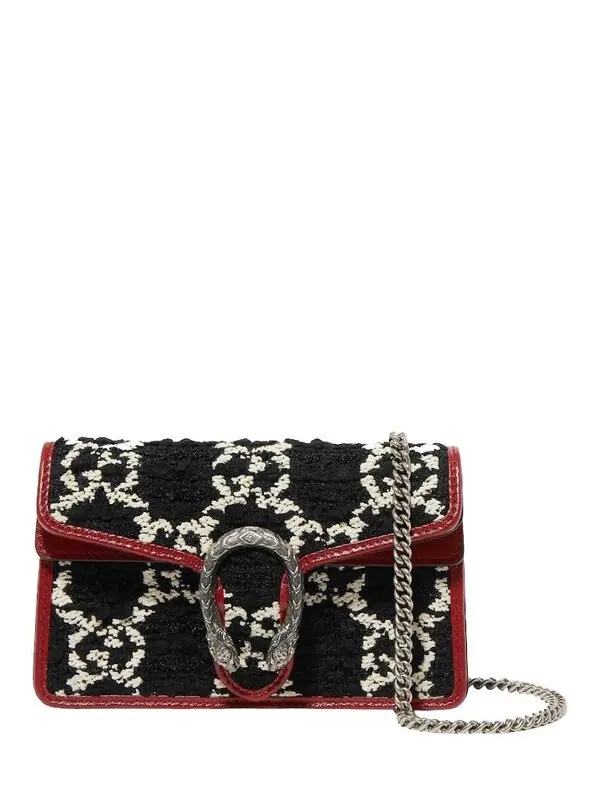 Gucci Dionysus Gg Tweed Super Mini - Black/white/cerise