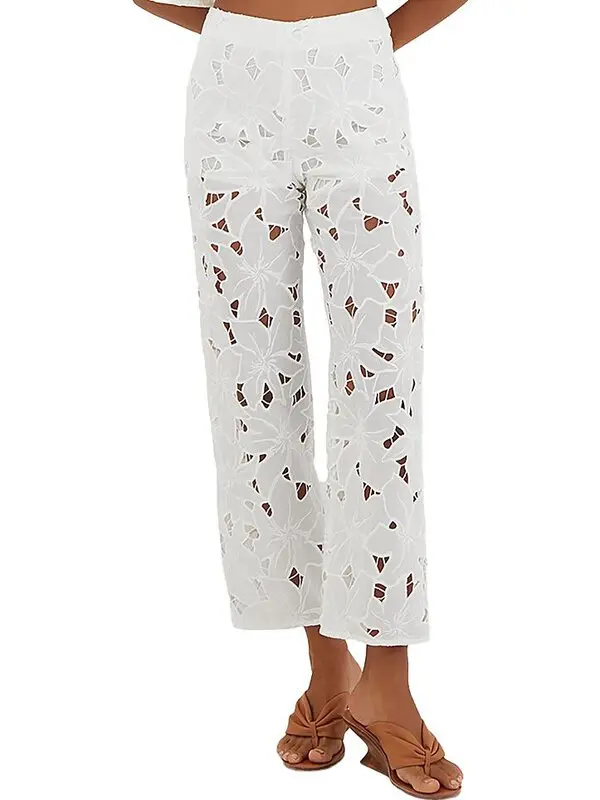 VIX PAULA HERMANNY Giorgia Embroidered Pants - Off White