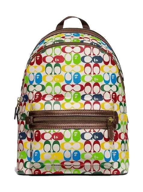 COACH® Academy Backpack Signature Canvas With Ape Head - Brass