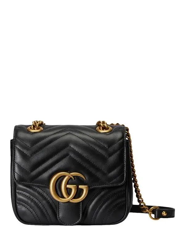 Gucci Gg Marmont Mini Shoulder Bag Matelasse Chevron - Black