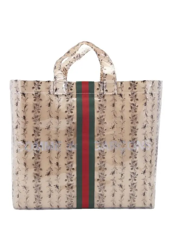 Gucci X Comme Des Garçons Floral Vinyl Paper Tote Bag - Clear