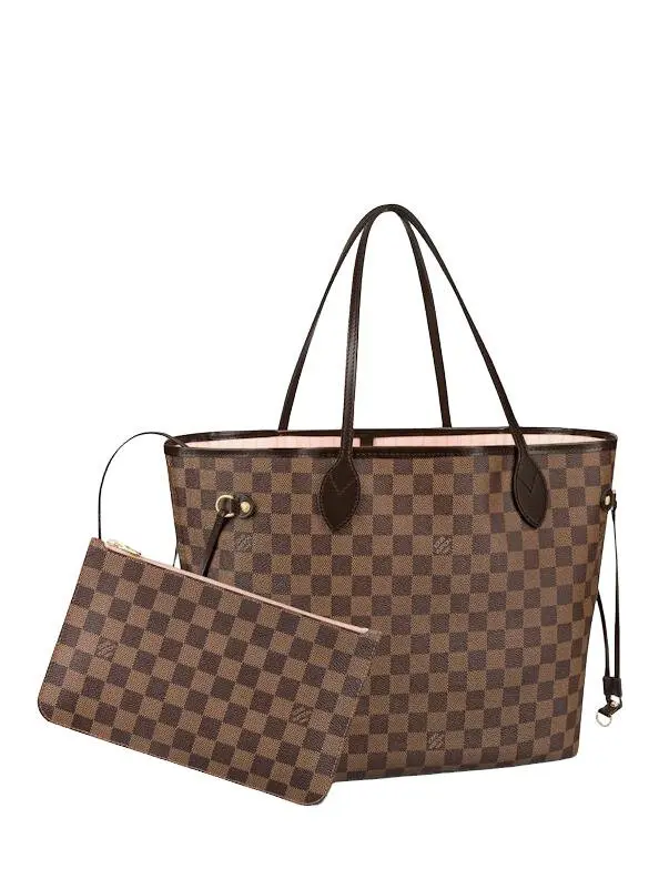 LOUIS VUITTON Neverfull Damier Ebene Mm - Rose Ballerina Lining