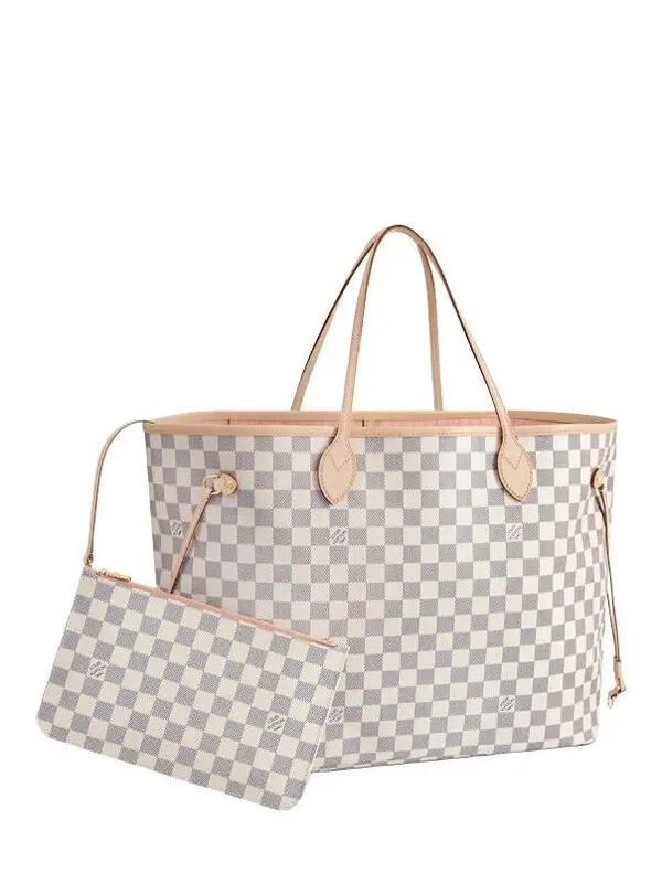 LOUIS VUITTON Neverfull Damier Azur Gm - Rose Ballerina Lining