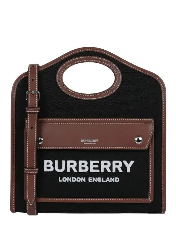 Burberry Pocket Shoulder Bag - Black/tan