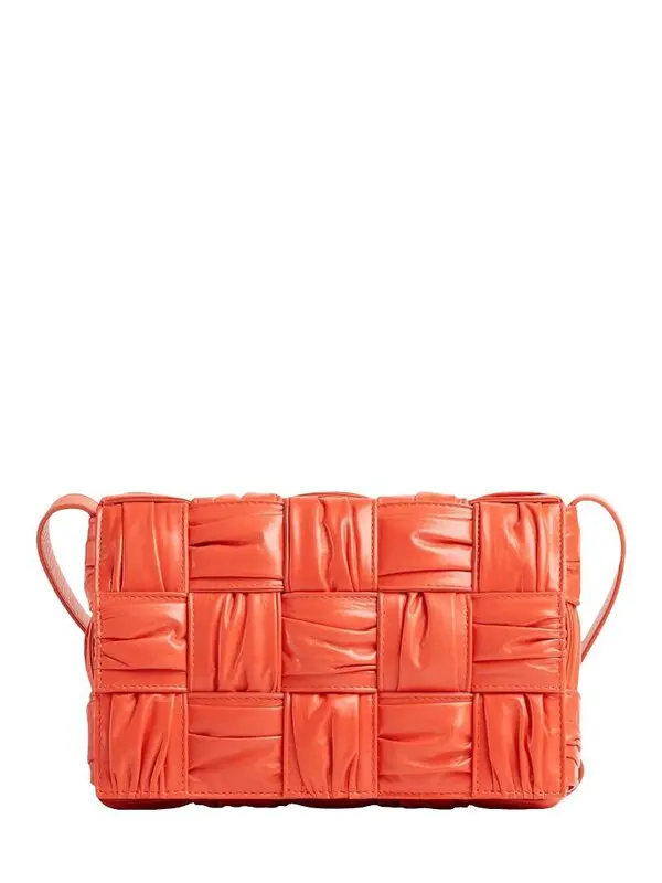 Bottega Veneta Plisse Intreccio Cassette Crossbody Bag - Sunburst