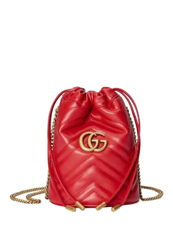 Gucci Gg Marmont Matelassé Mini Bucket Bag - Red