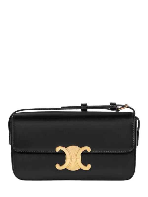 Celine Shoulder Bag Claude In Shiny Calfskin Leather - Black