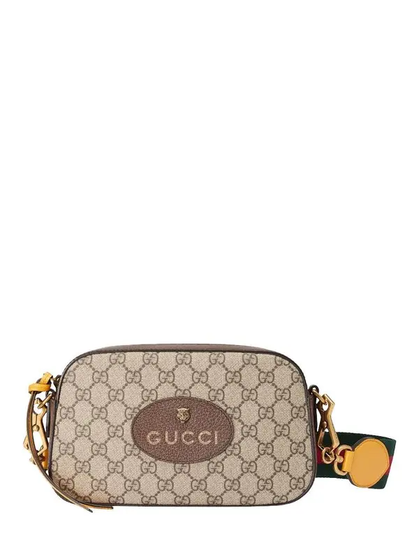 Gucci Messenger Bag Gg Supreme With Web Strap - Brown/yellow