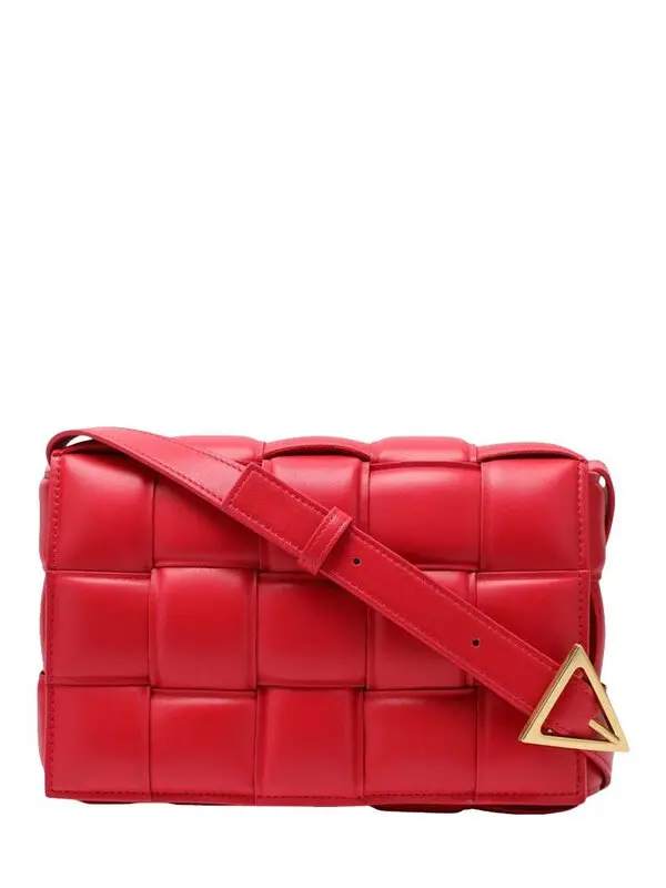 Bottega Veneta Padded Intreccio Cassette Crossbody - Red