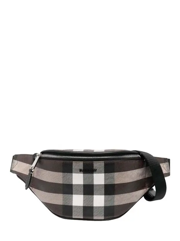 Burberry Mini Cason Checked Belt Bag - Dark Brown
