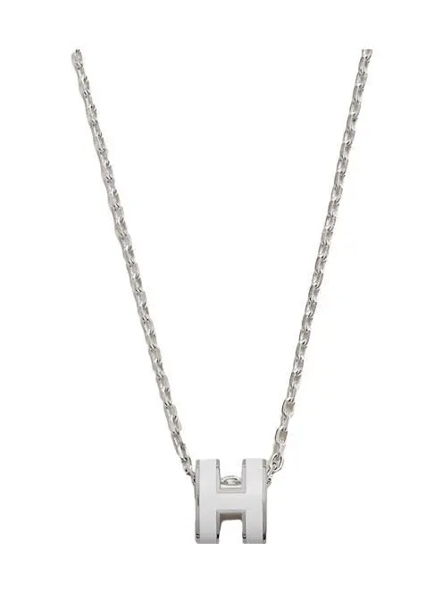 Hermès Mini Pop H Palladiumtone Pendant - Blanc
