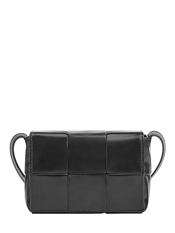 Bottega Veneta Candy Cassette Crossbody Bag Mini Intreccio - Black