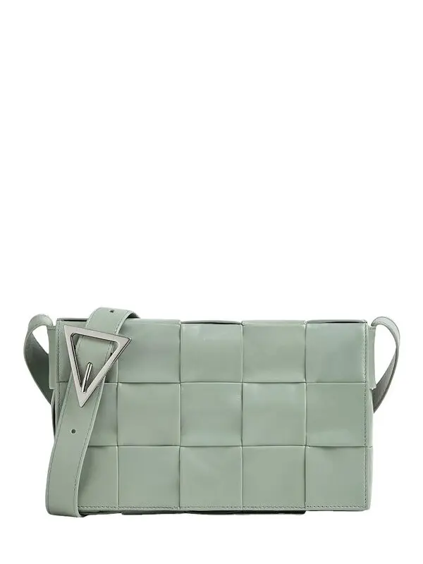 Bottega Veneta Cassette Crossbody Bag Medium Intreccio - Sage Green