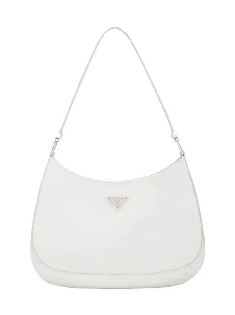 Prada Cleo Brushed Leather Shoulder Bag - White