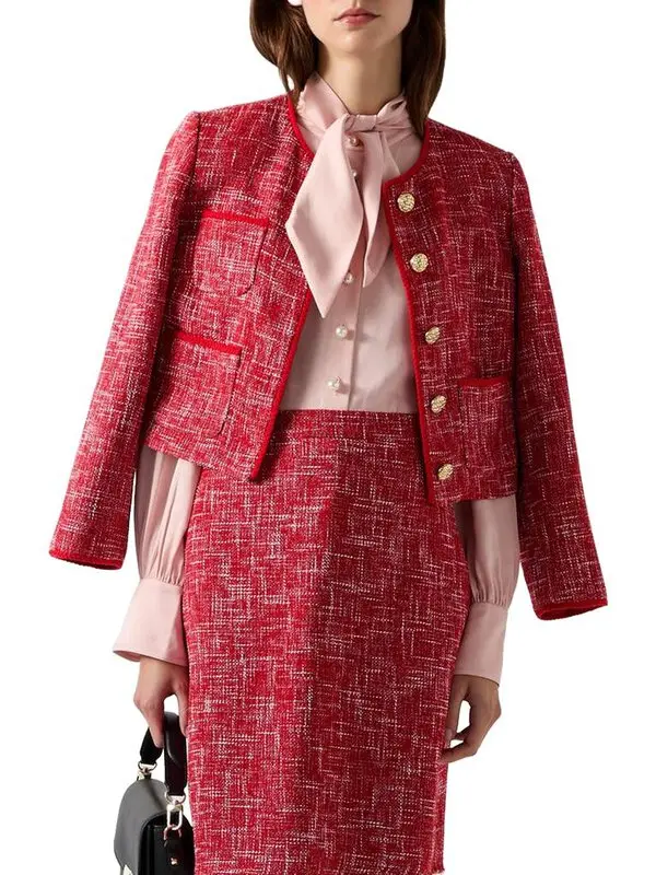 LK BENNETT Alexa Tweed Jacket - Red