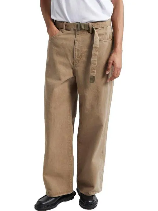 Sacai Belted Denim Pants - Beige
