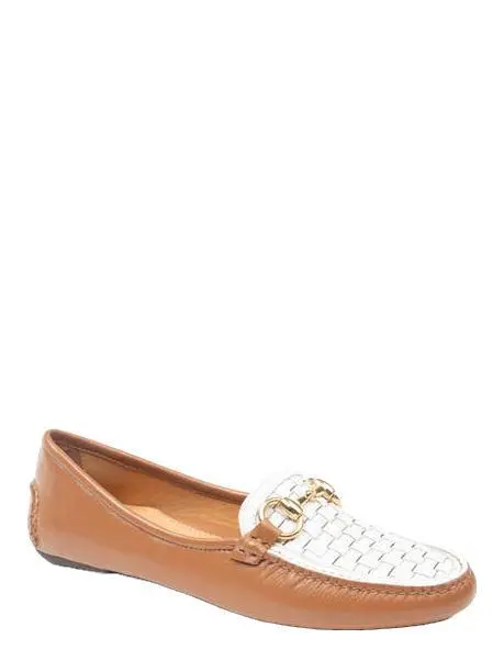 PATRICIA GREEN Kim Horsebit Woven Loafer - Cognac/white