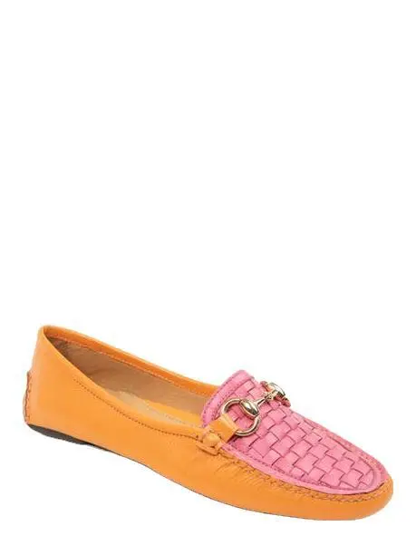 PATRICIA GREEN Kim Horsebit Woven Loafer - Orange/ Hot Pink Leather