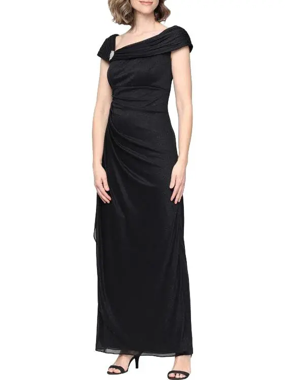 Alex Evenings Embellished L-neck Gown - Black