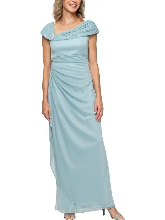 Alex Evenings Embellished L-neck Gown - Ice Sage