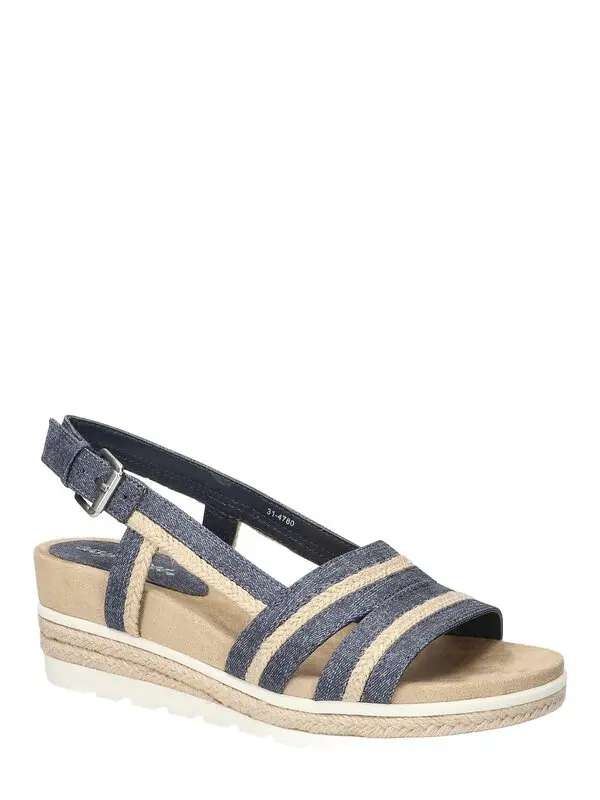 EASY WORKS BY EASY STREET Mel Espadrille Slingback Platform Wedge Sandal - Jeans