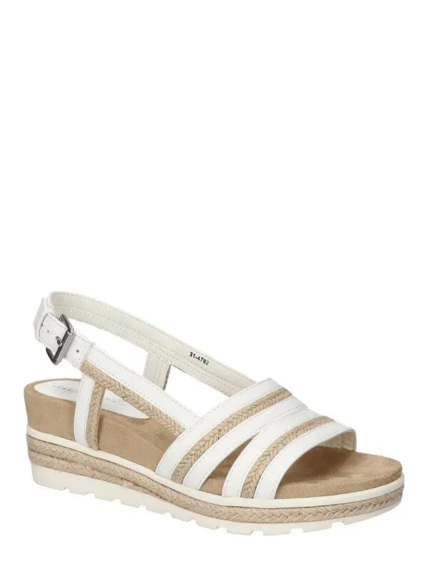 EASY WORKS BY EASY STREET Mel Espadrille Slingback Platform Wedge Sandal - White