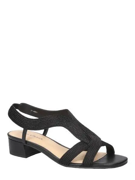 EASY WORKS BY EASY STREET Festival Block Heel Slingback Sandal - Black Woven