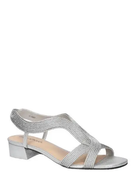 EASY WORKS BY EASY STREET Festival Block Heel Slingback Sandal - Silver Woven