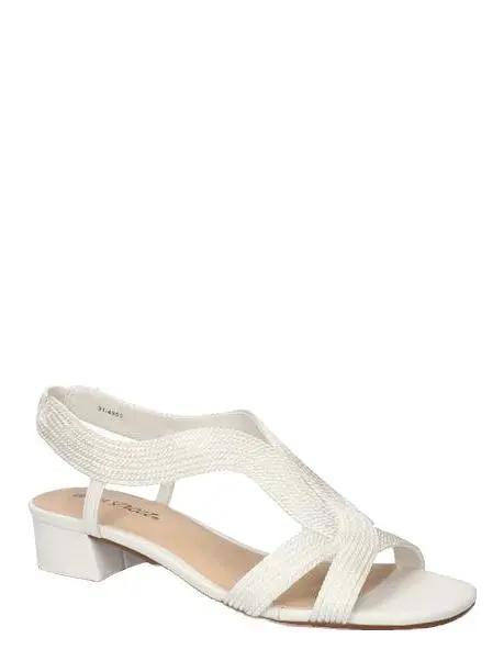 EASY WORKS BY EASY STREET Festival Block Heel Slingback Sandal - White Woven