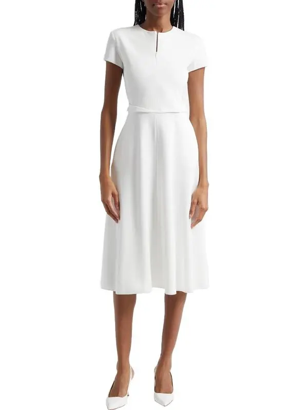 Emporio Armani Punto Milano Fit & Flare Midi Dress - Warm White