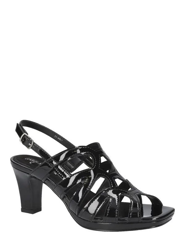 EASY WORKS BY EASY STREET Jetty Slingback Sandals - Black Patent