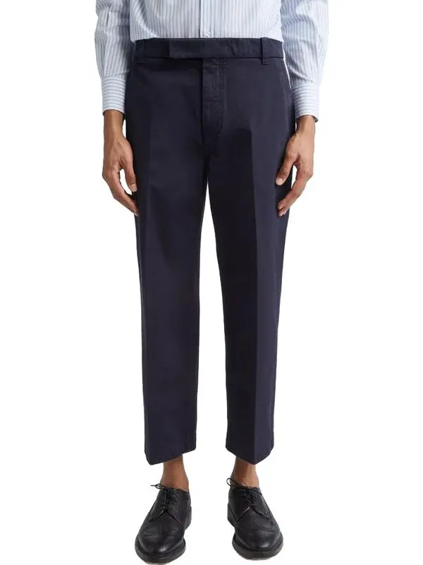 Thom Browne Cotton Twill Cropped Chinos - Navy