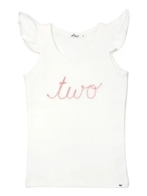 OH BABY! Two" Embroidered Tank - Cream