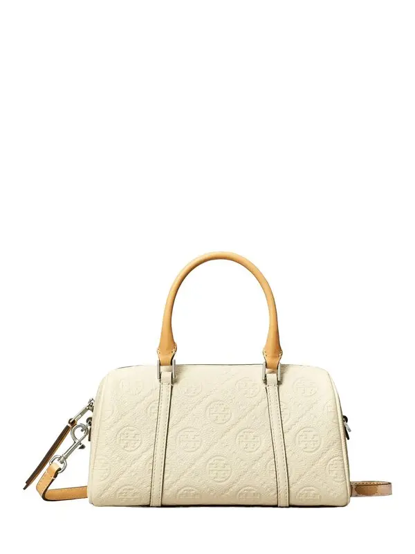 Tory Burch Mini T Monogram Leather Barrel Bag - Warm White