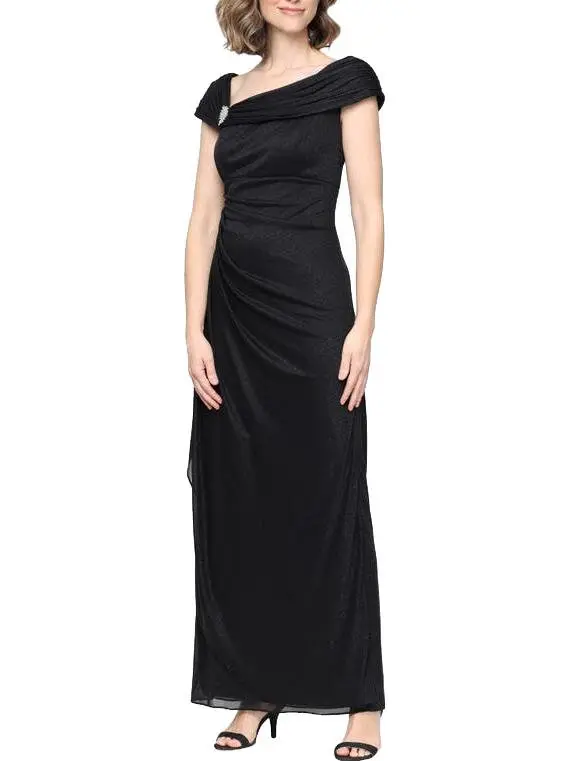 Alex Evenings Embellished L-neck Gown - Black