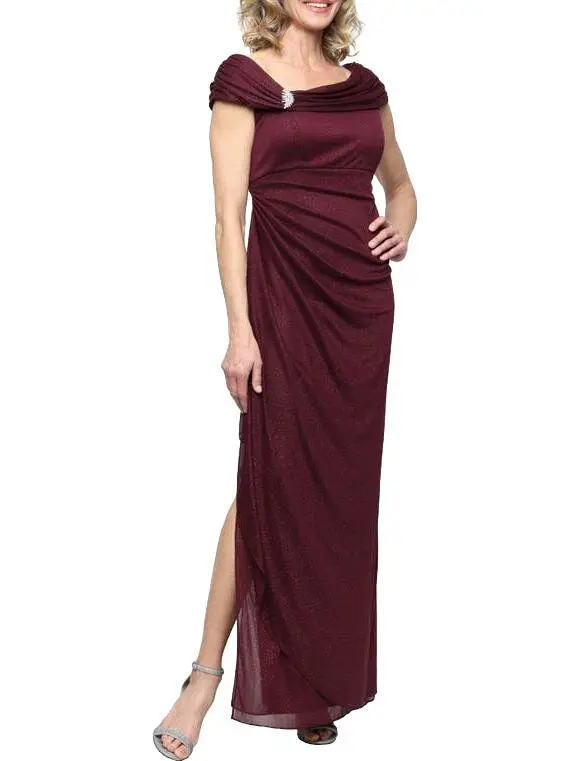 Alex Evenings Embellished L-neck Gown - Fig