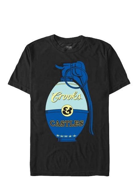 CROOKS & CASTLES Blue Grenade Short Sleeve Graphic T-shirt - Black