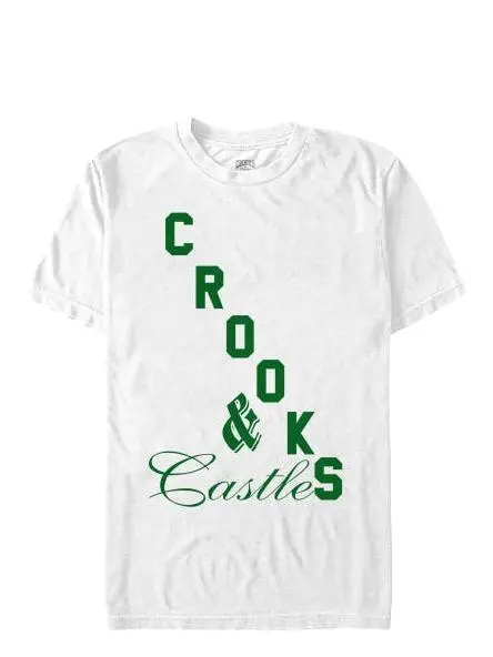 CROOKS & CASTLES Green Big Bold Logo Graphic T-shirt - White