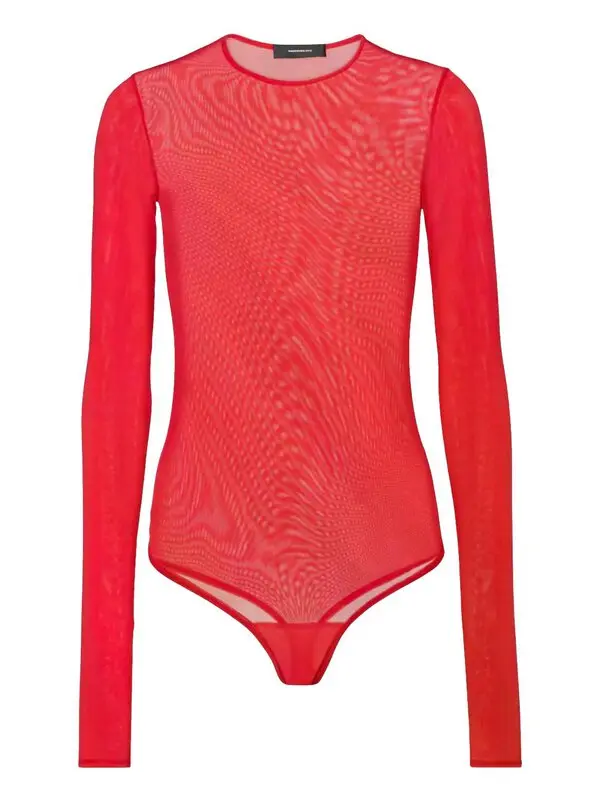 Wardrobe.NYC Sheer Bodysuit - Red